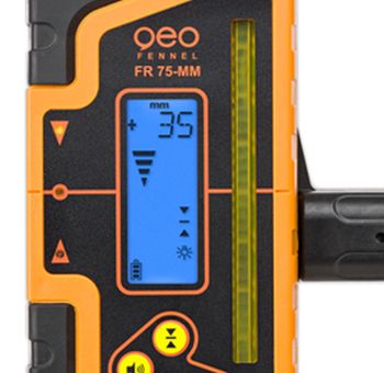 Red and green line laser receiver FR 75-MM with a mm indication of ...